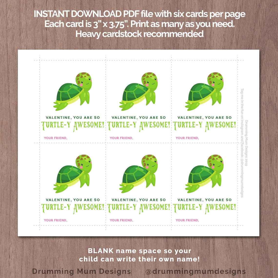 INSTANT DOWNLOAD Turtle Valentines Day Cards Kids Valentine | Etsy