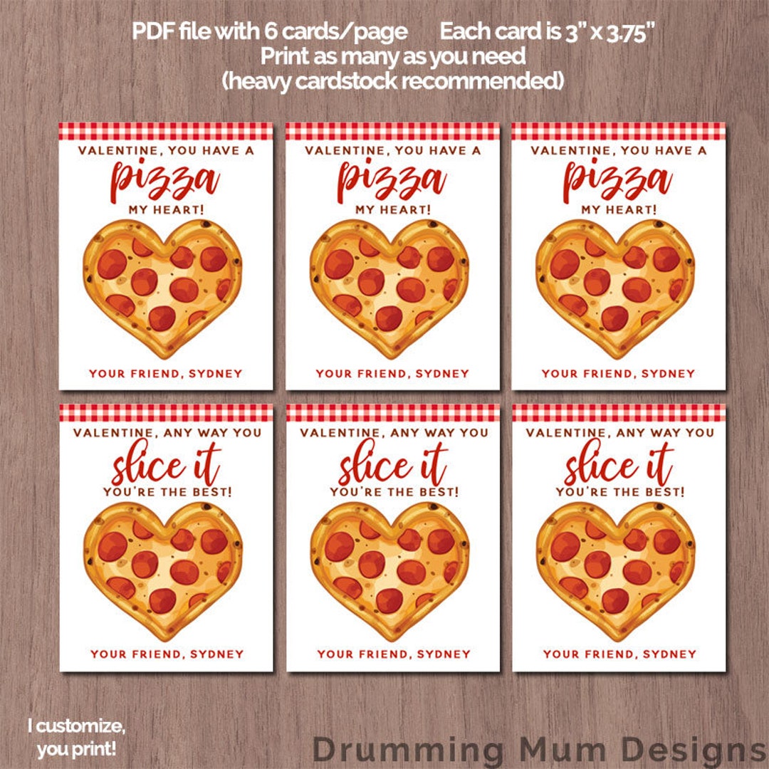 Pizza Valentines Day Cards Kid Valentine Card School Class You Have a ...
