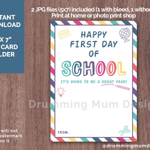 PRINTABLE First Day of School Card for Teacher for Students Back to ...