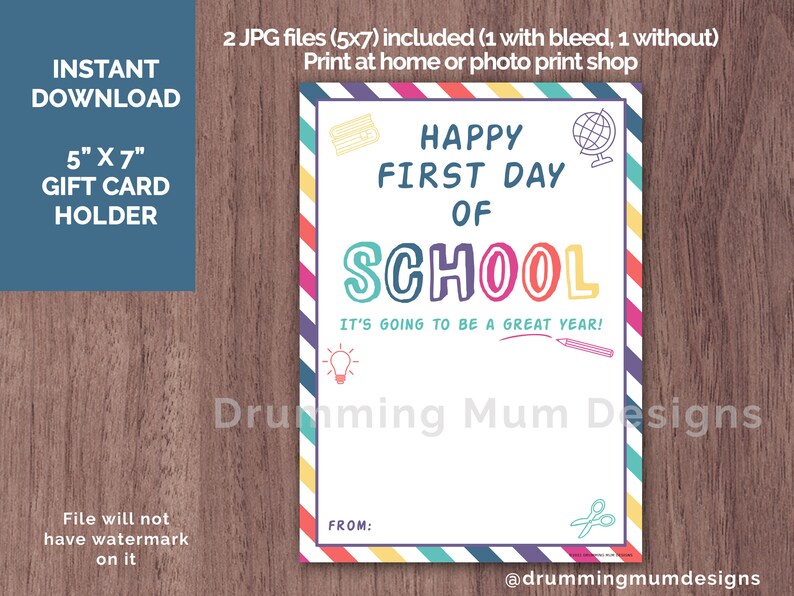 PRINTABLE First Day of School Card for Teacher for Students - Etsy