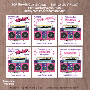 Music Radio Hip Hop Valentines Day Cards Kids Valentine Cards School ...