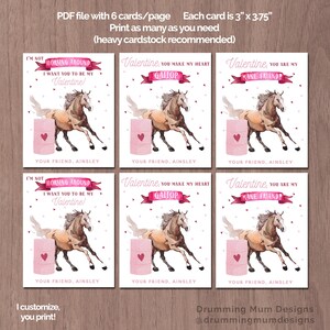 Horse Valentines Day Cards Kid Valentine Card School Watercolor Barrel ...
