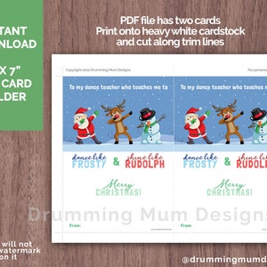 Dance Teacher Christmas Card Gift Card Holder Dab Dance Like Frosty ...