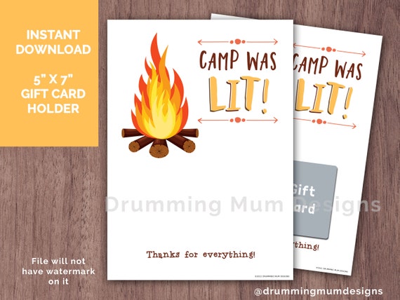 Paper & Party Supplies PRINTABLE Summer Camp Counselor Thank You Card ...