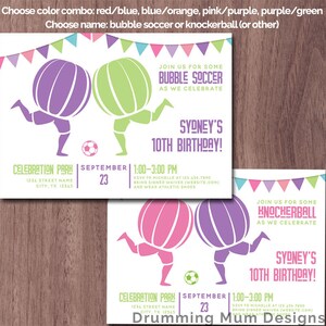 Bubble Soccer Invitation Birthday Party Knockerball Invite Bubble Ball ...