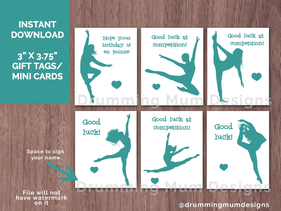 Dance Competition Good Luck Cards Printable Gift Tags Big Little Sister ...