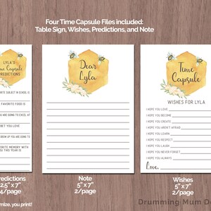 Bee Time Capsule First Birthday 1st Printable Bumblebee Honeycomb Predictions Bee-day Honey ...
