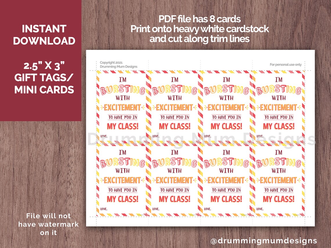 First Day of School PRINTABLE Candy Treat Bag Gift Tags Note | Etsy