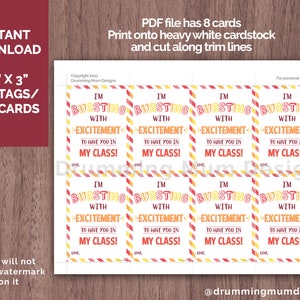 First Day of School PRINTABLE Candy Treat Bag Gift Tags Note for ...