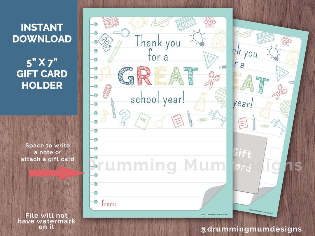 Last Day of School Teacher Appreciation Card PRINTABLE Staff ...