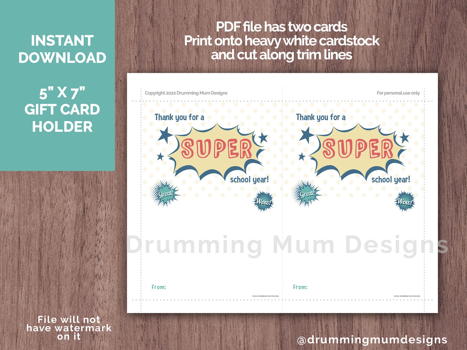 PRINTABLE Teacher Appreciation Staff Appreciation Gift Card - Etsy