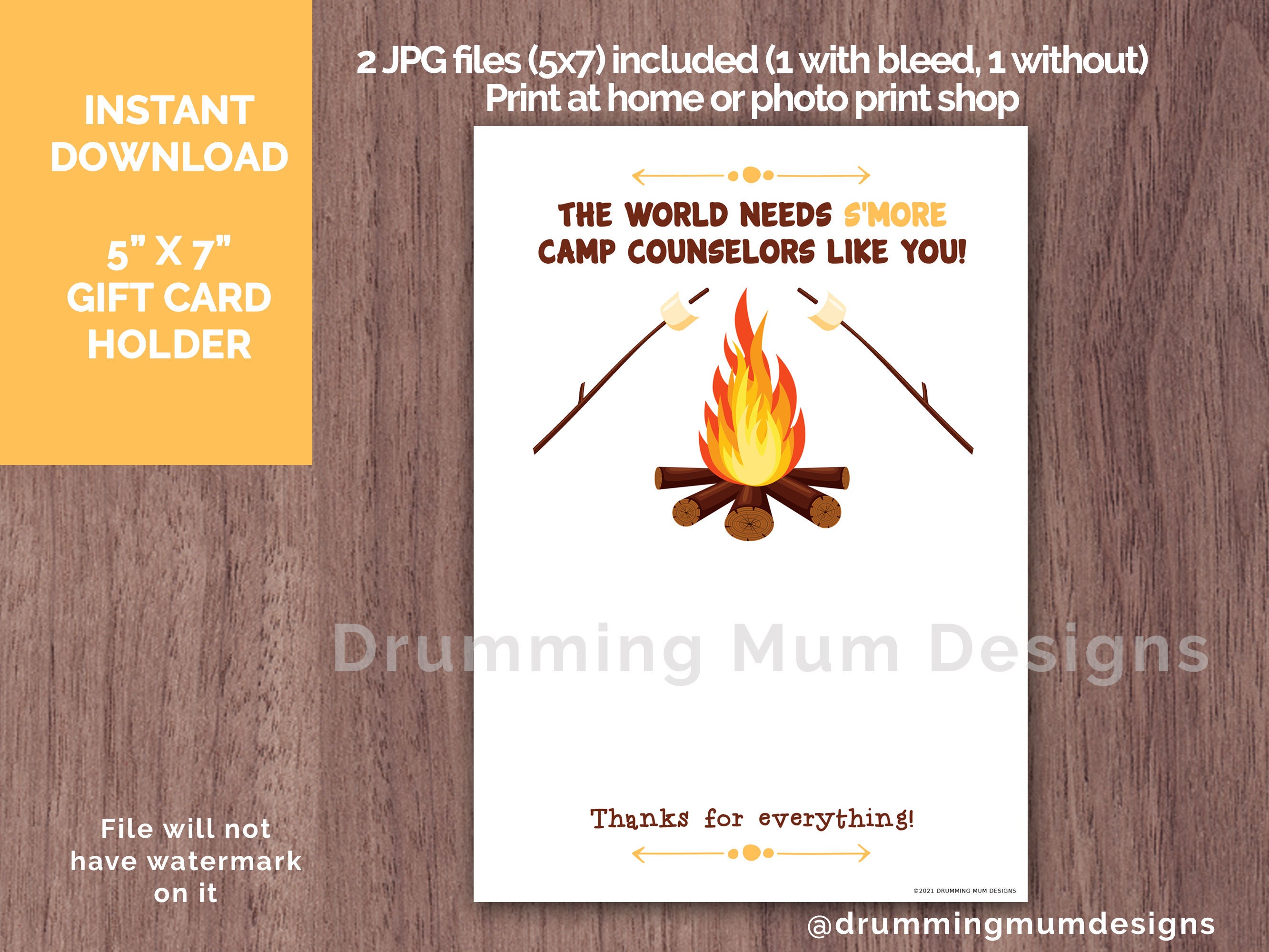 Paper & Party Supplies PRINTABLE Summer Camp Counselor Thank You Card ...