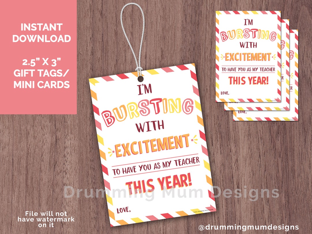 First Day of School PRINTABLE for Teacher Candy Treat Bag Gift Tags ...