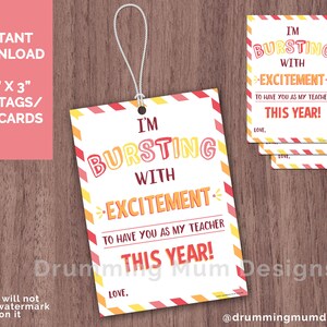 First Day of School PRINTABLE for Teacher Candy Treat Bag Gift Tags ...