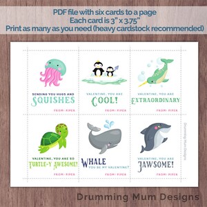 Ocean Valentines Day Cards Kids Valentine Cards School Ocean Animals ...