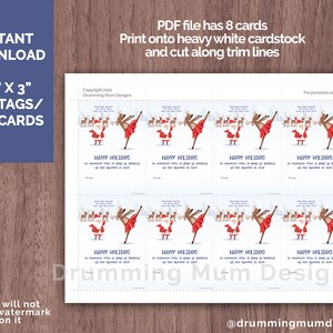 Dance Teacher Holiday Card Gift Tags Note PRINTABLE Christmas Dancer ...