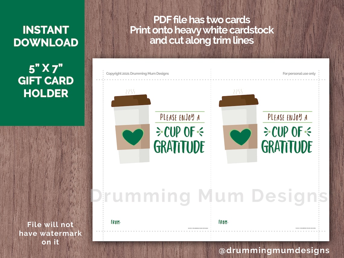 Teacher End of Year Coffee Gift Card Holder Cup of Gratitude | Etsy