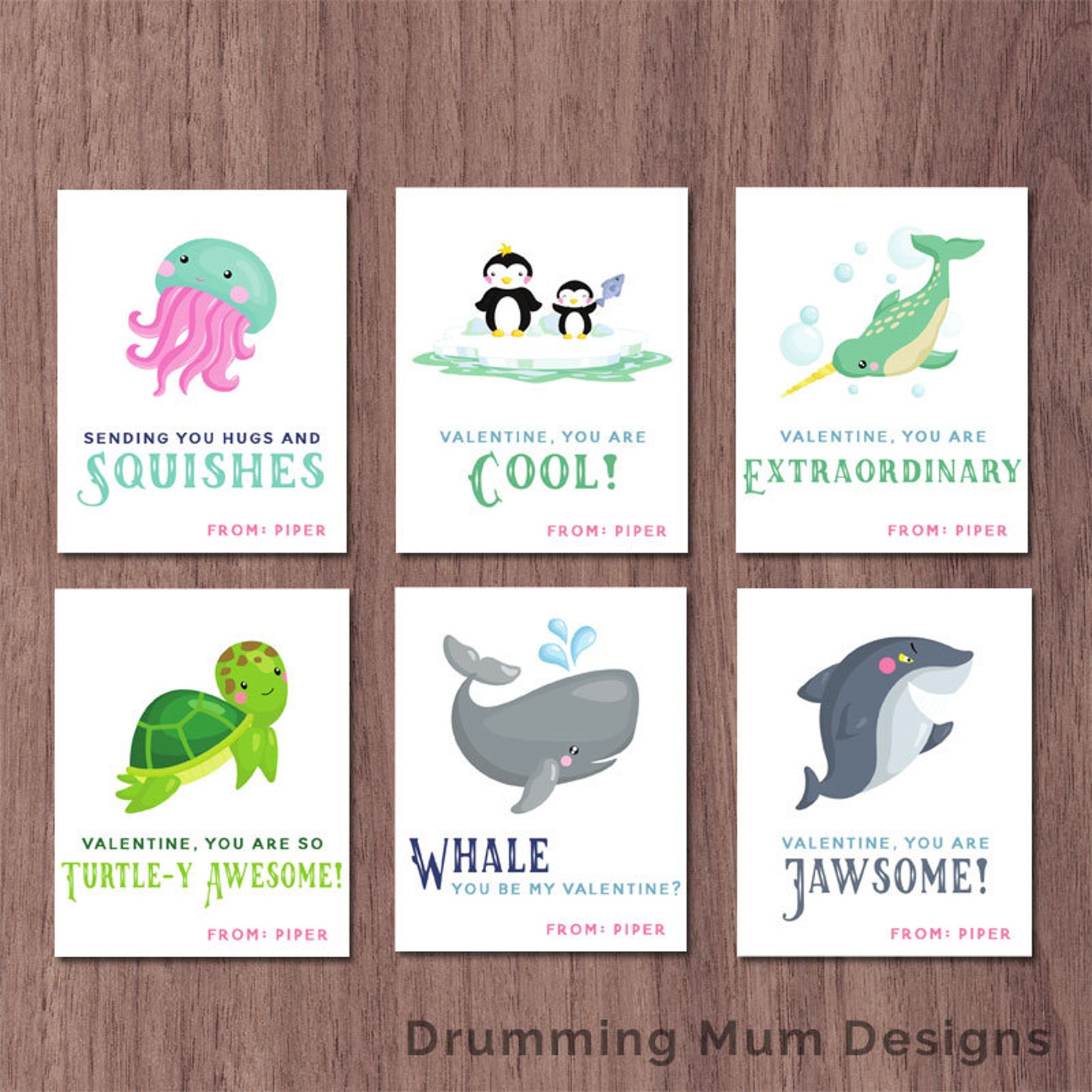 Ocean Valentines Day Cards Kids Valentine Cards School Ocean - Etsy