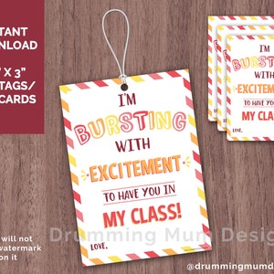 First Day of School PRINTABLE Candy Treat Bag Gift Tags Note for ...