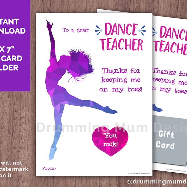 Dance Teacher Card - Etsy