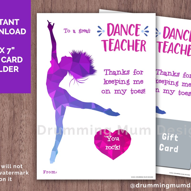 Dance Teacher Card - Etsy