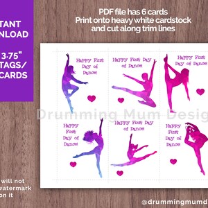 Dance Happy First Day of Dance Gift Tags Cards PRINTABLE Big Sister ...