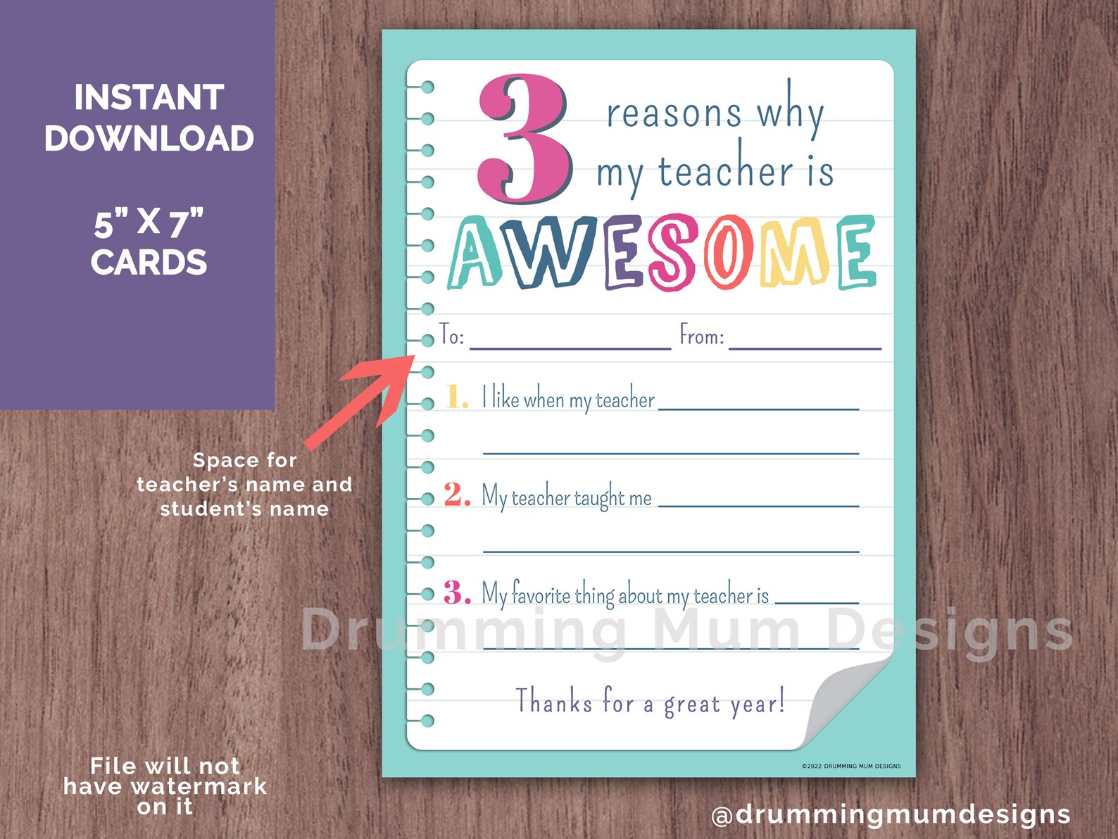 PRINTABLE All About My Teacher Fill in the Blank Gift for - Etsy