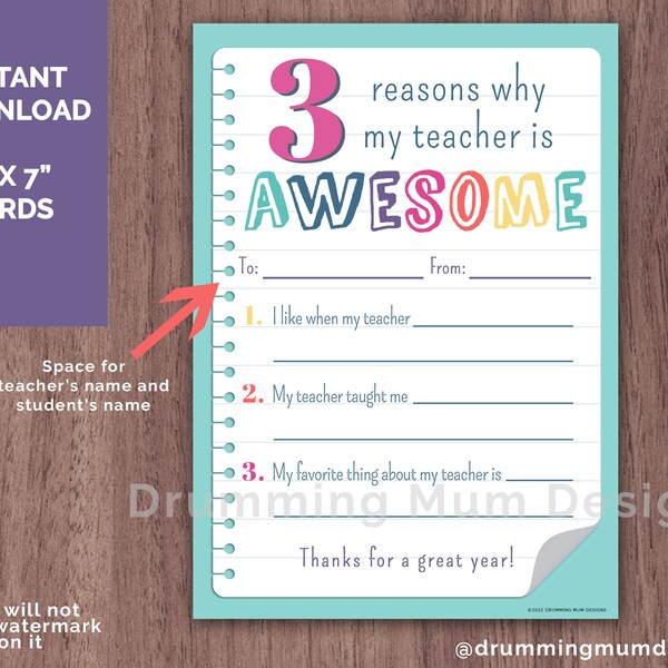Teacher Appreciation Printable Questionnaire - Etsy