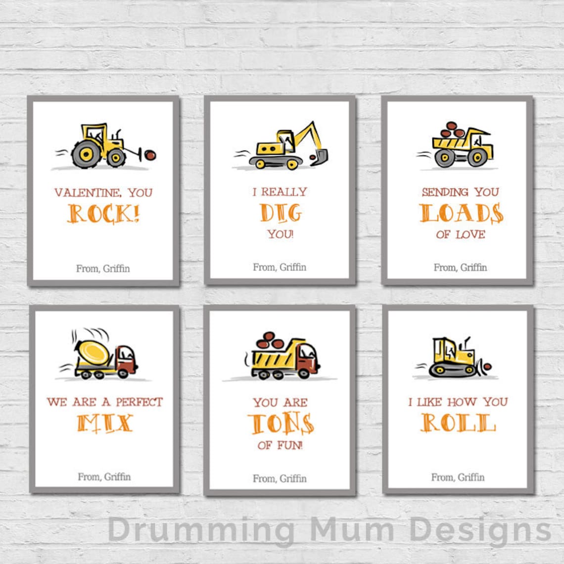 Construction Valentines Day Kid Valentine Card School | Etsy