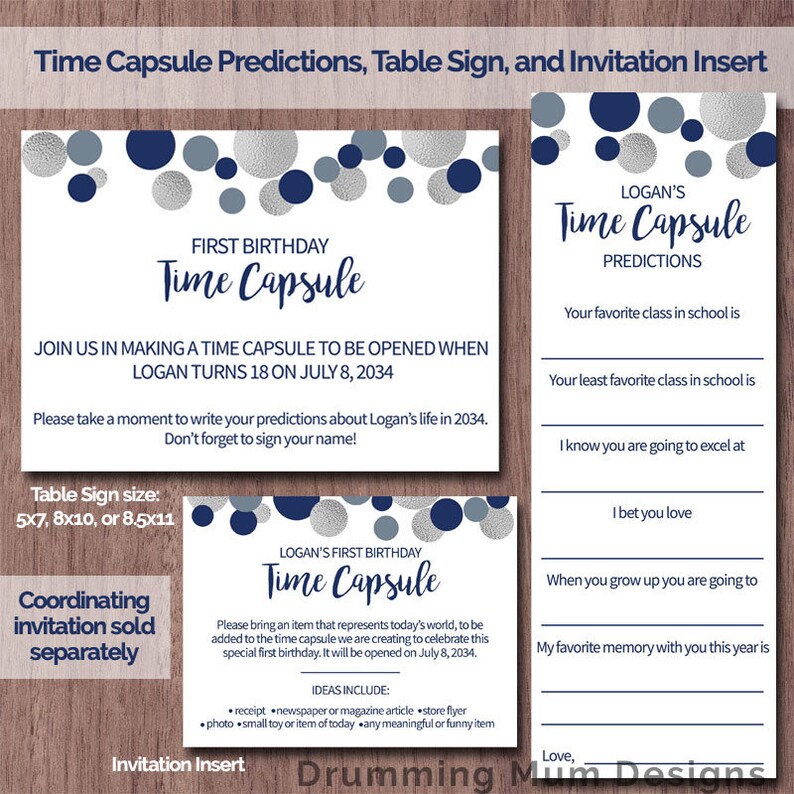 Time Capsule First Birthday 1st Printable Time Capsule | Etsy