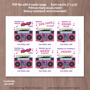 Music Radio Hip Hop Valentines Day Cards Kids Valentine Cards School ...