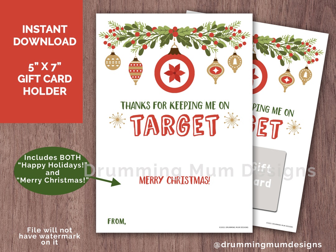 Teacher Christmas Card Gift Card Holder Keeping Me on Target Staff ...