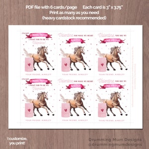 Horse Valentines Day Cards Kid Valentine Card School Watercolor Barrel ...