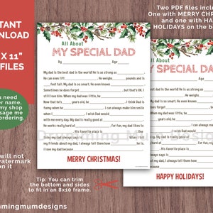 PRINTABLE All About My Dad Fill in the Blank Gift for Christmas Funny ...