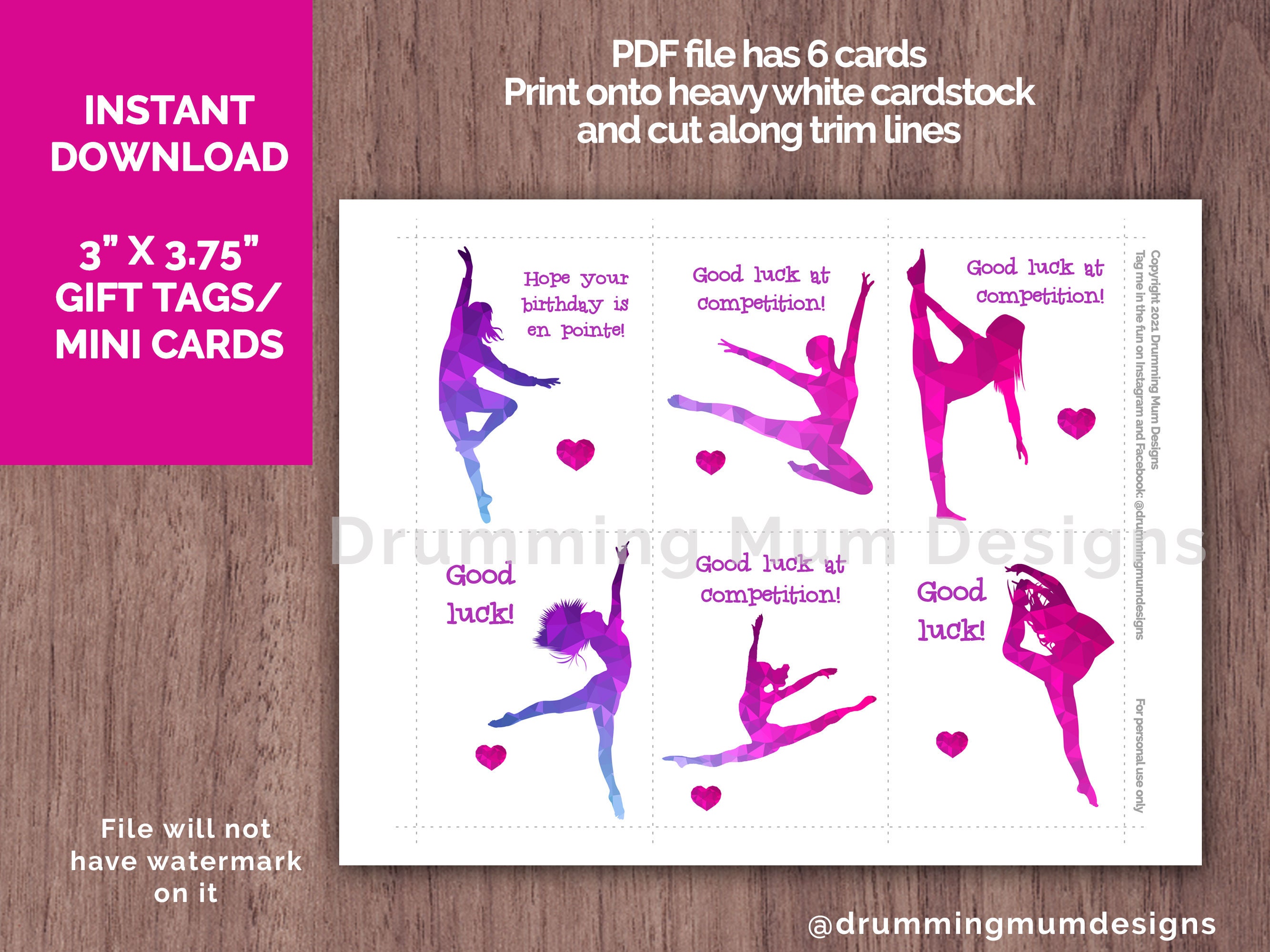 Dance Competition Good Luck Cards Printable Gift Tags Big Little Sister ...