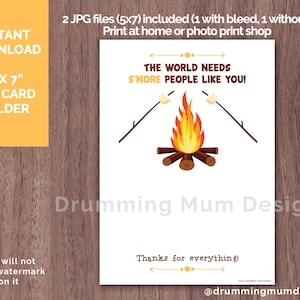 Summer Camp Counselor Thank You Card Gift Card Holder PRINTABLE Note ...