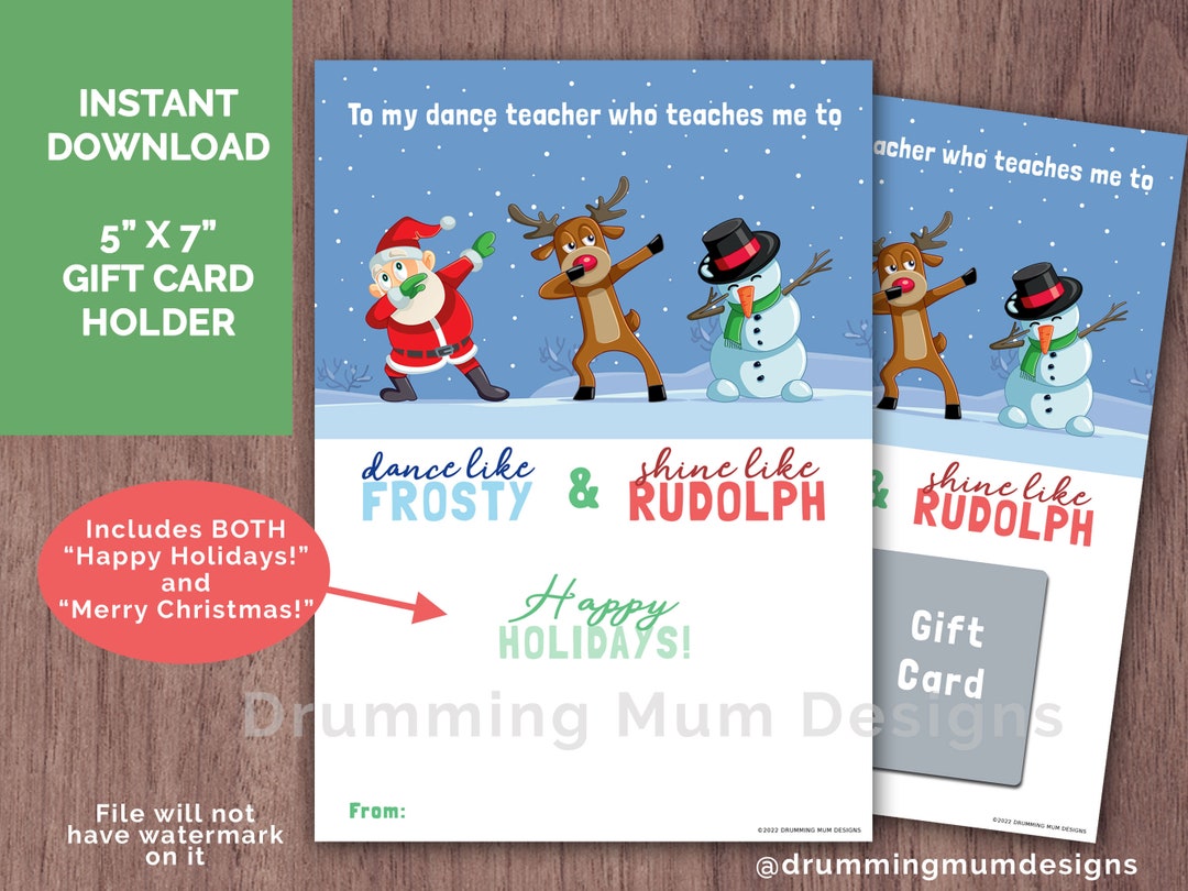Dance Teacher Christmas Card Gift Card Holder Dab Dance Like Frosty ...