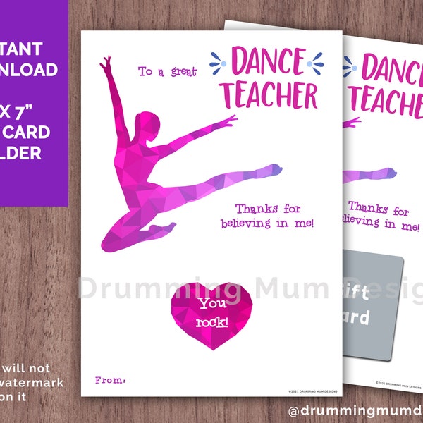 Dance Teacher Thank You Cards - Etsy