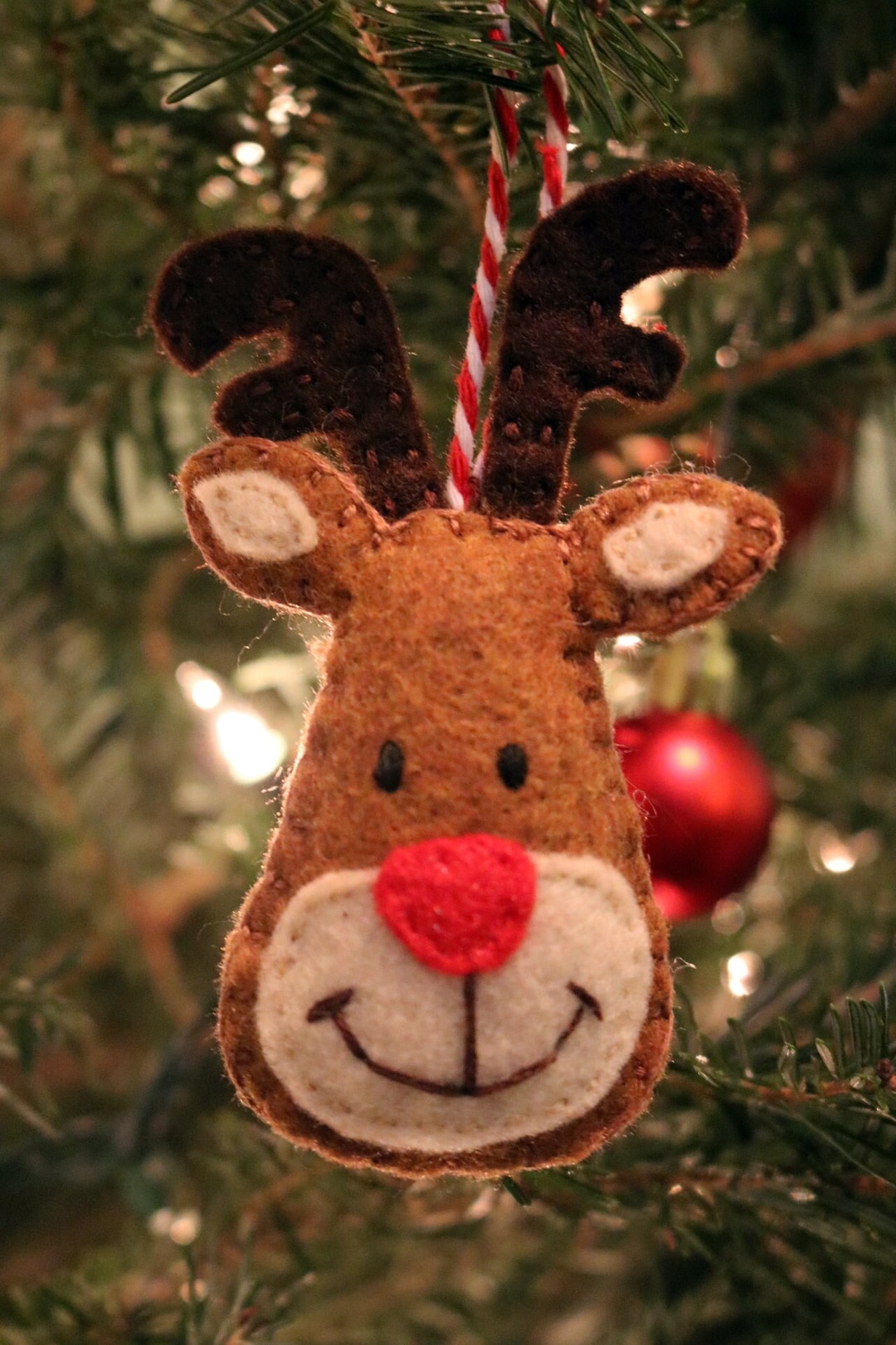 Felt Reindeer Christmas Ornament / Handmade Reindeer Ornament / Rudolph ...