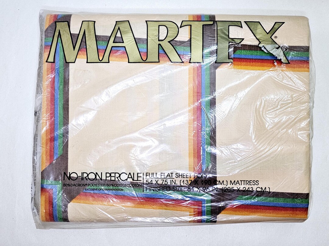 Vintage Martex Full Flat Sheet: 1970s Rainbow Stripe Miralux (NOS) - Etsy