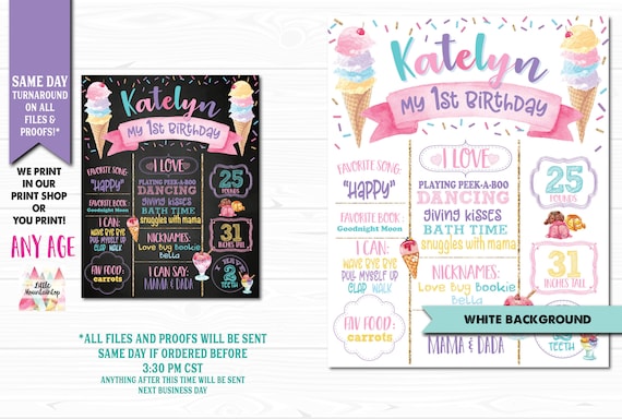 Ice Cream First Birthday Poster. Ice Cream Birthday Poster. - Etsy