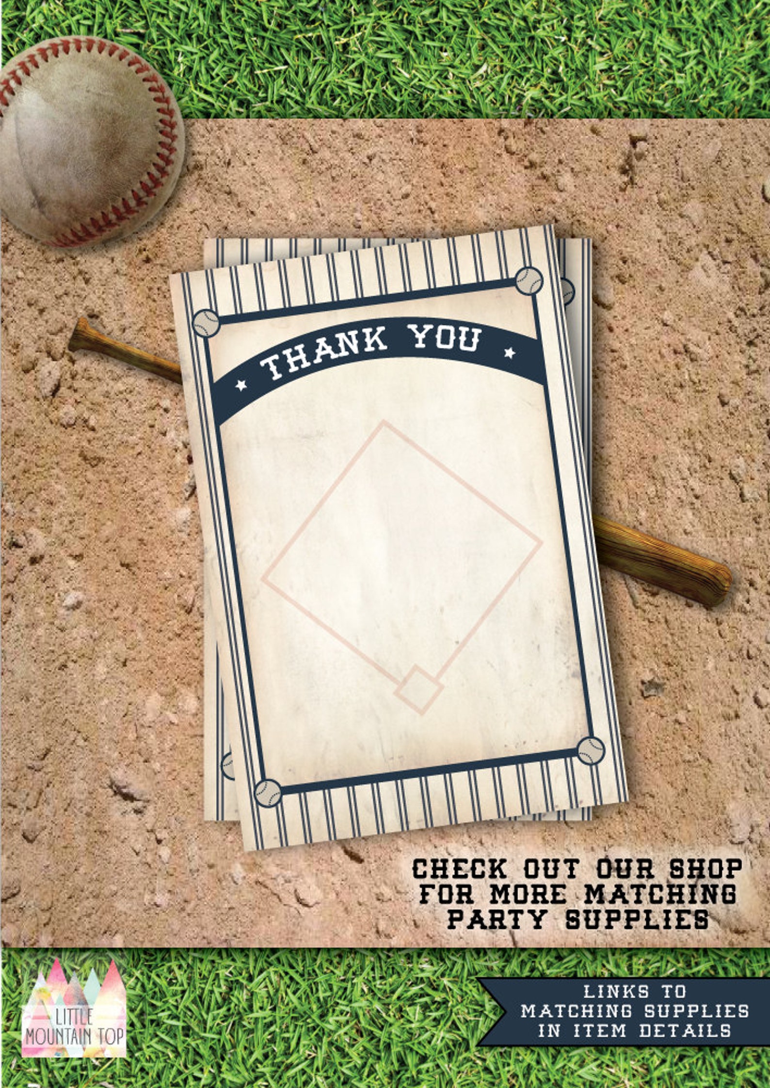 Baseball Thank You Card - Etsy