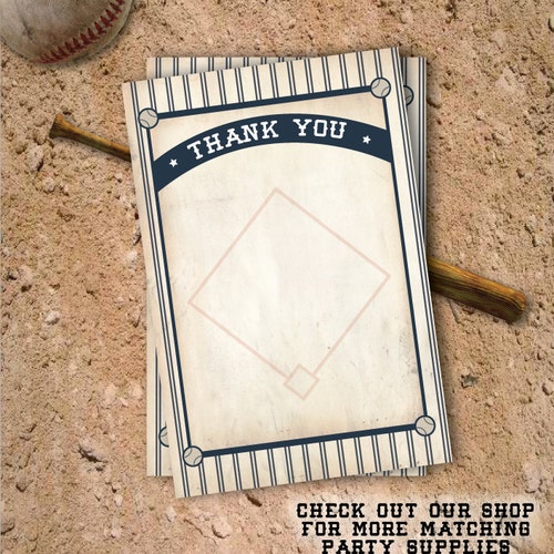 Baseball Stationery Thank You Note Cards - Etsy