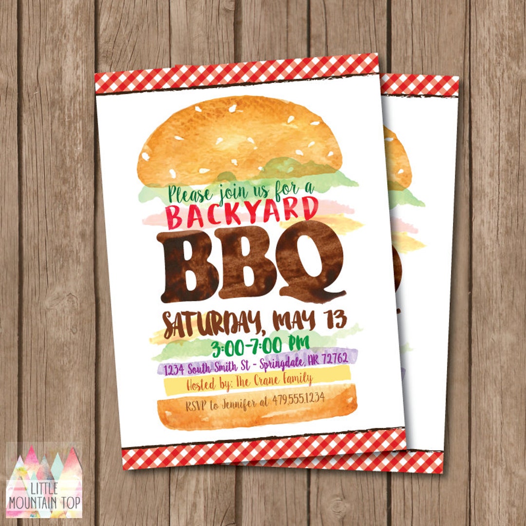 Backyard BBQ Invitation. BBQ Invitation. Summer BBQ. Bbq Party ...