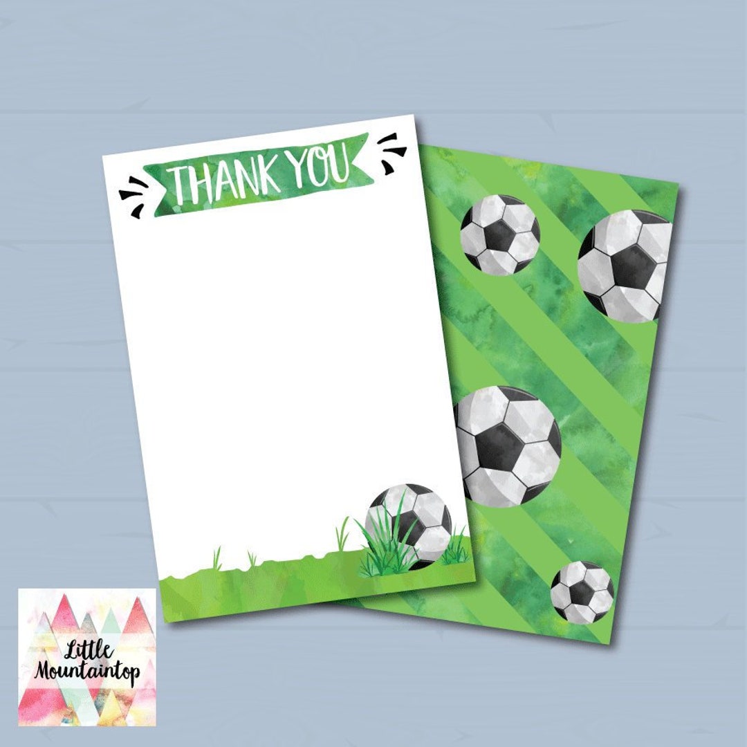 Soccer Thank You Card - Etsy