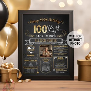 100th Birthday Poster. 100th Birthday Chalkboard. 100th Anniversary ...