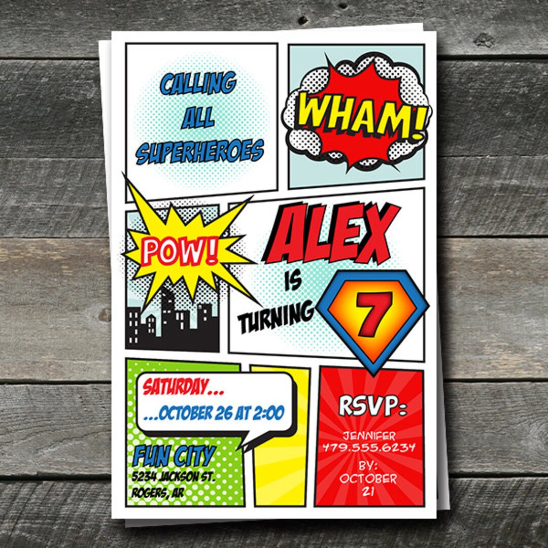 Superhero Invitation. Super Hero Invitation. Superhero Party. Superhero ...