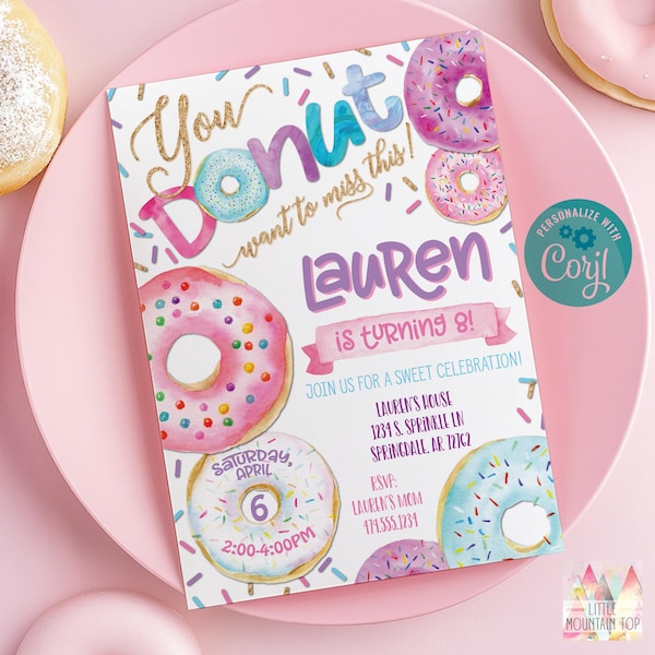 Donut Party Invitations - Etsy