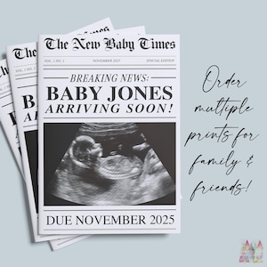 Newspaper Pregnancy Announcement. Newspaper Baby Announcement. Custom ...