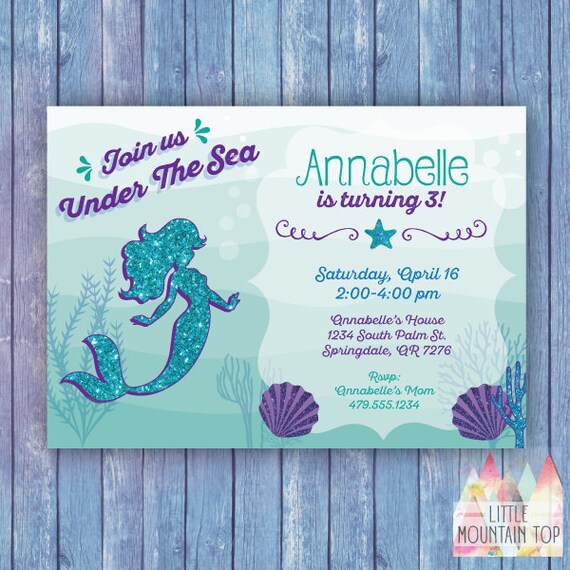 Mermaid Birthday Invitation. Mermaid Invitation. Mermaid Party - Etsy